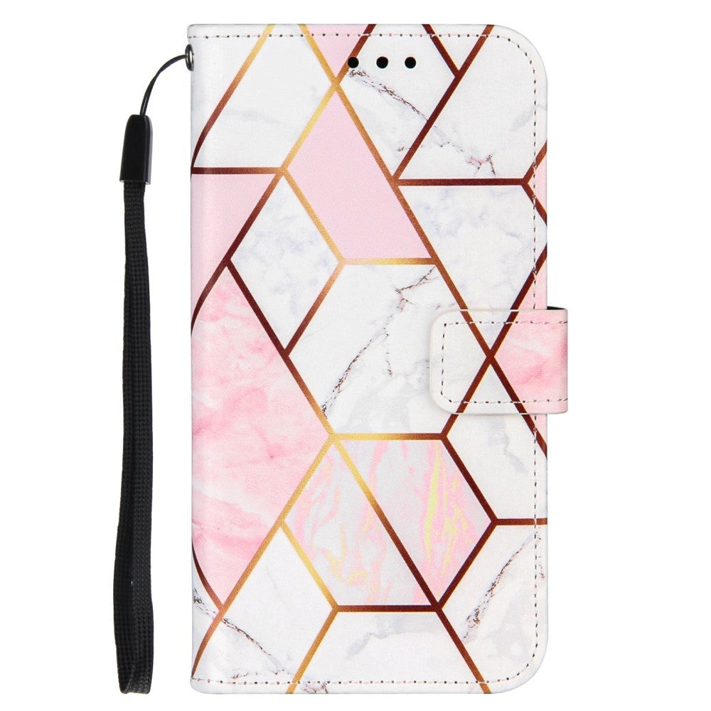 Samsung Galaxy S22 Mykt Marmor PU Skinn Deksel med Lommebok - Rosa / H ...