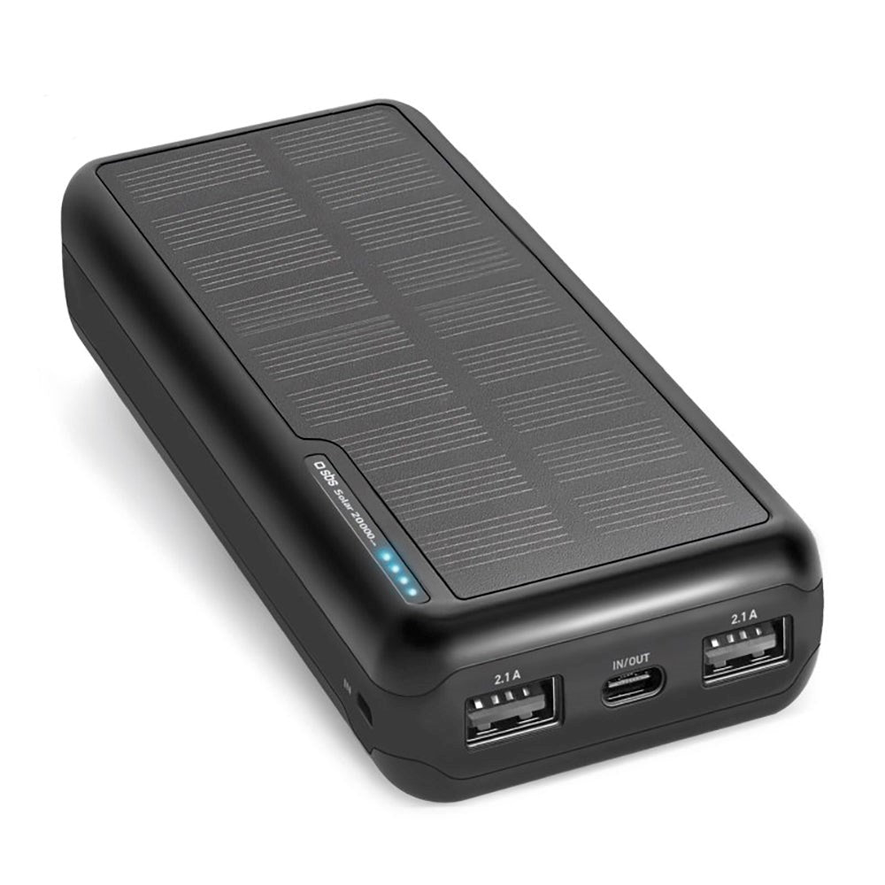 SBS Solar Powerbank med 2x USB-A 10W - 20 000 mAh - Svart – INCOVER.NO
