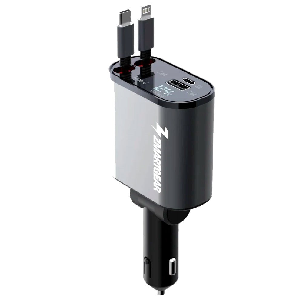 Zmartgear 4-i-1 60W Billader med Uttrekkbar Lightning-kabel og USB-C ...