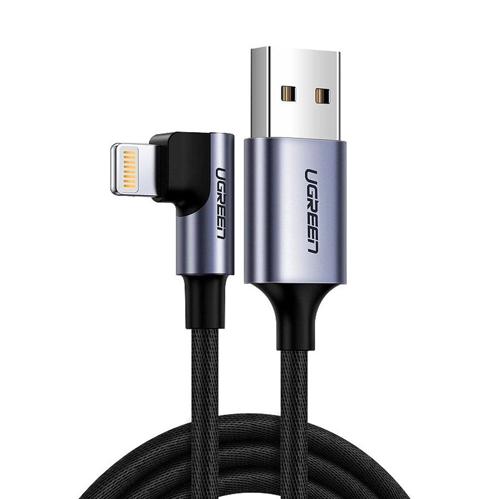 Ugreen US299 Vinklet USB-A til Lightning Kabel - 1m - Svart – INCOVER.NO